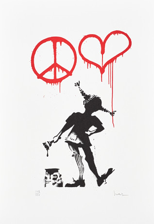 IRON (FÖDD 1973). "Peace and love", signed and numbered 148/250, color ...