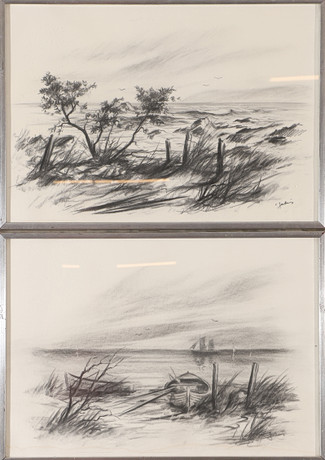 CARL JULIUS. Landscape, 2 drawings, signed C. Julius. Art - Drawings ...