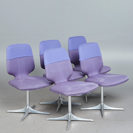 Cor, five chairs / dining chairs, model 'Sedia', aluminium, fabric ...