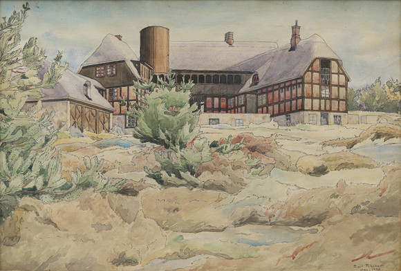 EGIL FISCHER (DANMARK, 1878-1963). Nørrehald, akvarell, signerad och ...