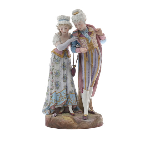 A FRENCH BISQUE FIGURE OF A COURTLY COUPLE, SECOND HALF 19TH CENTURY ...