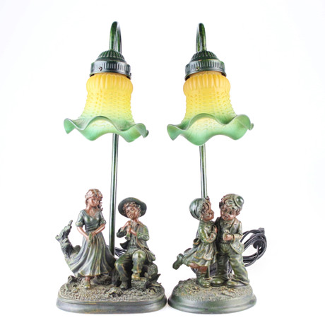 BORDSLAMPOR, 2 st. glas och metall, nutida, Baroness design AB ...