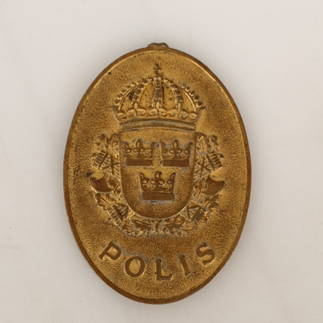 POLICE BADGE. Gilded metal, Malmö police district. Production period ...