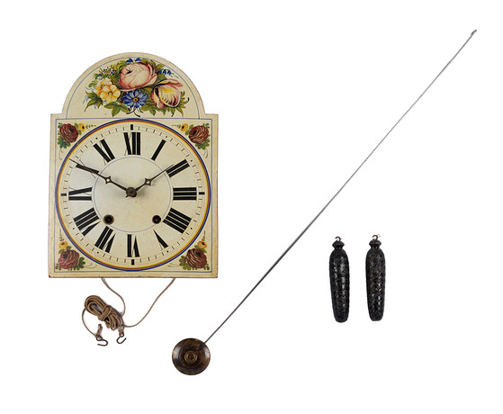 BLACK FOREST CLOCK OR SHIELD CLOCK. Wooden case, primed shield with ...