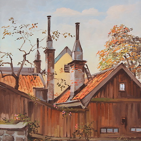 TOMAS MANDEL. Oil on canvas, "Last Stevern's Stairs just above ...