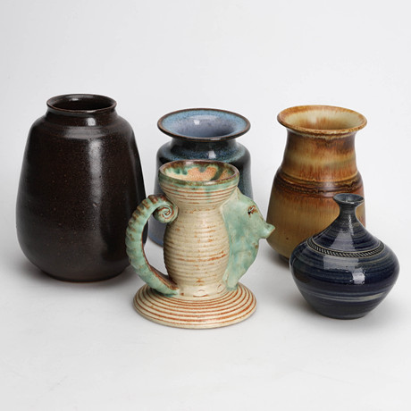 SAMLING HÖGANÄS KERAMIK, 5 st, Kjell Bolinder, Klas Svensson, Andersson ...