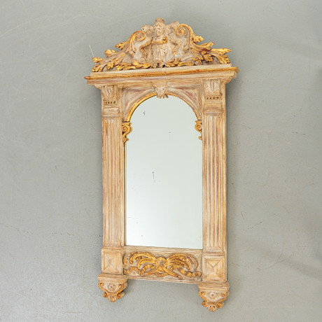 Pillar mirror with crowning angel, Italy, 19th century. Mirrors - Auctionet