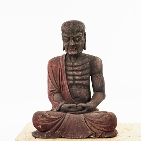 BUDDHA, trä, Kina, tidigt 1900-tal. Keramik & Porslin - Orientaliskt ...