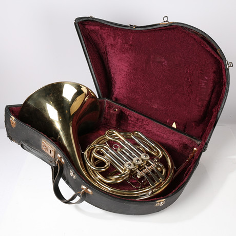 A CASED B & H FRENCH HORN MADE BY JOSEF LIDL, BRNO. Collectables ...