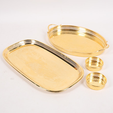 BRICKA & COASTERS, 4 delar, Scandia guld. Silver & Metall - Övriga ...