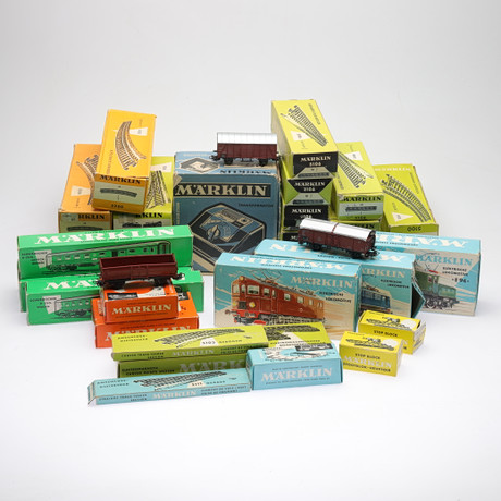 MÄRKLIN, A Collection of locomotives, wagons, rails etc. in original ...