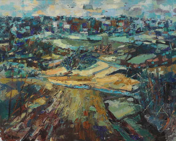 JOSEF GESON. Olja på duk, "Landskap", signerad. Konst - Måleri - Auctionet