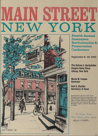 POSTER, Main Street, New York, offset print, signed in print Mark L ...
