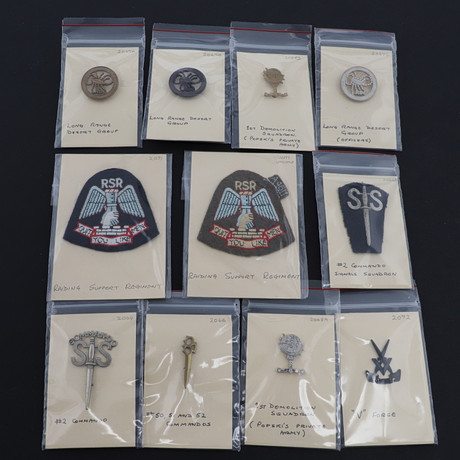 A COLLECTION OF CAP BADGES FOR SPECIAL SERVICE FORCES. Weapons ...