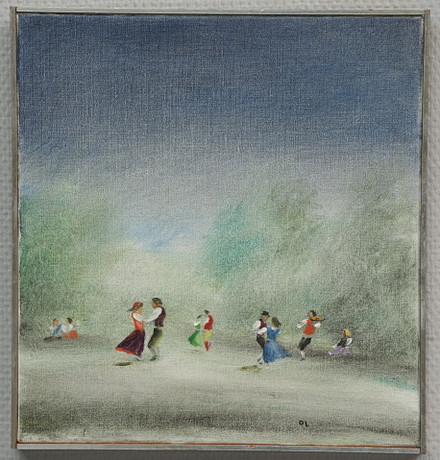 OLLE LINDGREN. Olja på duk, "Midsommar", signerad. Konst - Måleri - Auctionet