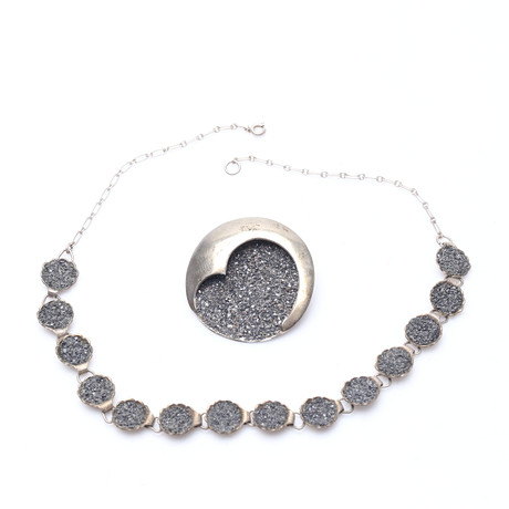 BROSCH samt COLLIER, silver, Salamalm, 1960-tal. Smycken & Ädelstenar ...