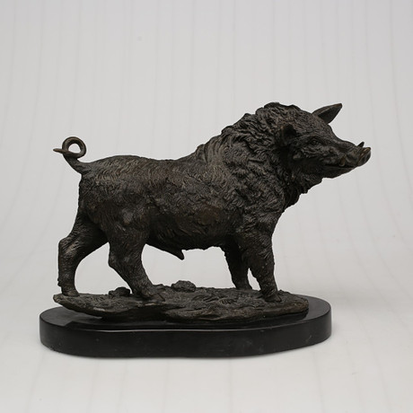 OIDENTIFIERAD KONSTNÄR. SCULPTURE, metal, motif a powerful wild boar ...