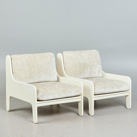 MARCO ZANUSO. Arflex, fåtöljer, 2 st, ”Baronet” modell, trä, sammet ...