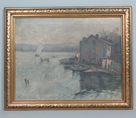 H.NOLDEN-GIEL. 'House on the Lake', 1925, oil on canvas, signed. Art ...