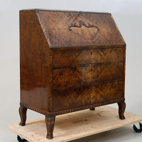 SLIP-FLAP SECRETARY, dark stained birch, 1930s/1940s. Furniture ...