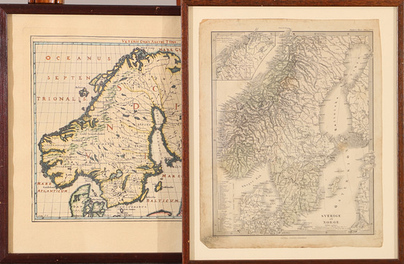 MAPS, the Nordic countries, two framed, 19th century. Art - Engravings ...