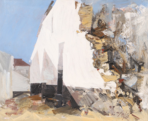 ADRIAN VAN ARKEL. Landskap med hus, olja på duk,, signerad van Arkel ...