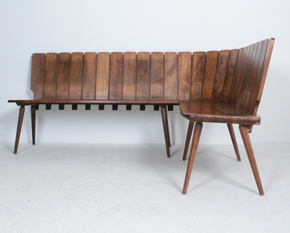 Brutalist bench / corner bench, wood. Furniture - Sofas & seatings ...