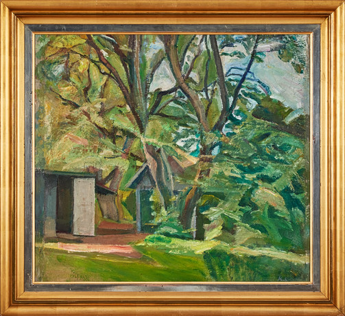 KARL ISAKSON (1878 -1922). Hus i grönska. Konst - Måleri - Auctionet