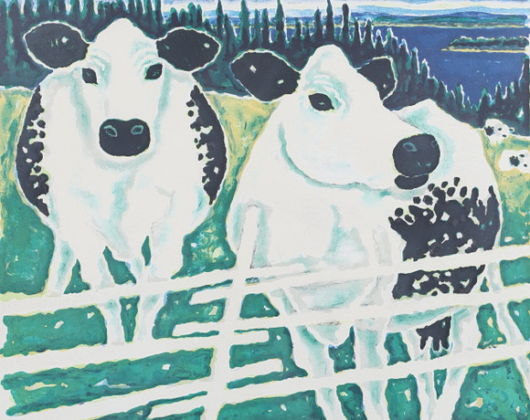 BERTA HANSSON. Litografi, fjällkor, numrerad 242/360 och signerad. Konst - Grafik - Auctionet