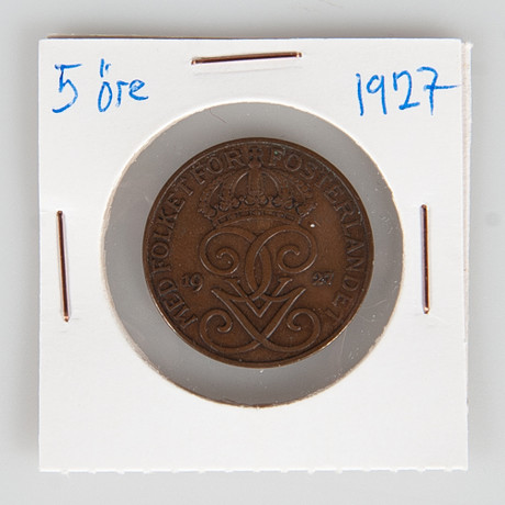 5 ÖRE 1927 RARE YEAR. Coins, Medals & Stamps - Coins - Auctionet