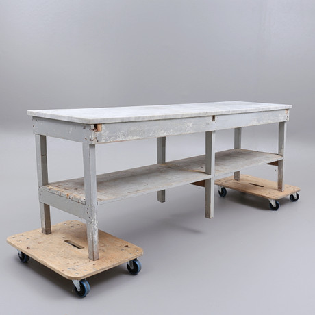 WORKBENCH with MARBLE TOP, first half of the 20th century. Furniture ...