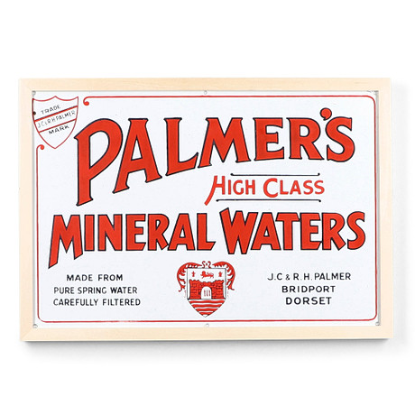 VINTAGE ENAMEL ADVERTISING SIGN - PALMERS MINERAL WATERS, BRIDPORT ...