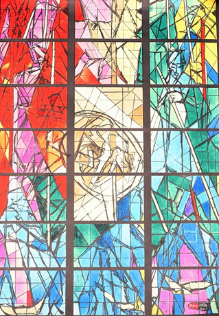 JACQUES VILLON. Efter, utställningsaffisch av Henri Deschamps, "Vitraux ...
