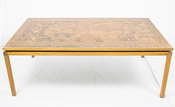 COFFEE TABLE, world map on copper plate, 1970s. Furniture - Tables ...