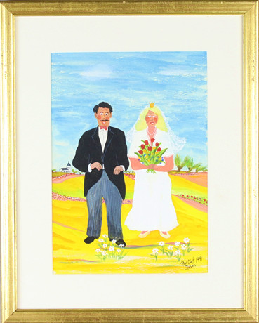 PER-OLOF OLSSON. Blandteknik på papper, brudpar, signerad, 1991. Konst ...