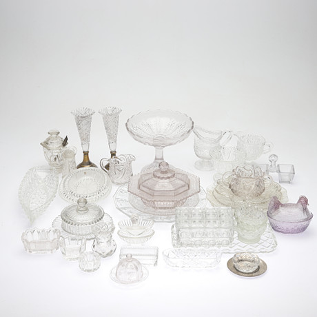 A Collection OF PRESSED GLASS OBJECTS, 18th/19th century. Glass ...