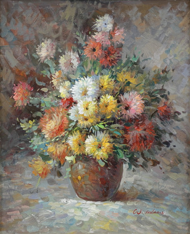 WALTER ADAMS. Blomsterstilleben, olja på duk, signerad. Konst - Måleri ...
