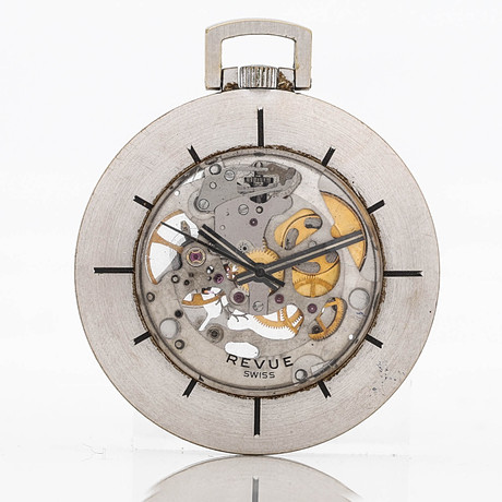 REVUE SKELETON TOUR, Pocket watch, fracture watch, steel, manual, 1960s ...