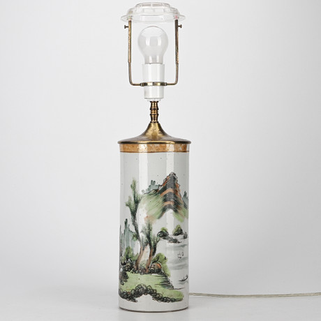 TABLE LAMP, brush case converted into a lamp, porcelain, China ...