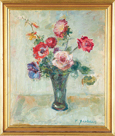 ELNA JACOBSSON (1894-1985). Flower still life, oil on Board, signed E ...