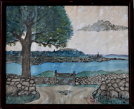 HELGE JOHANSSON. Borgholmin linnan rauniot, akvarelli, signeerattu ...