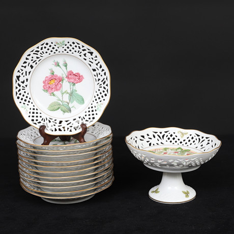 FRUIT SET "Classic Roses", 13 pieces, porcelain, Schumann Arzberg ...