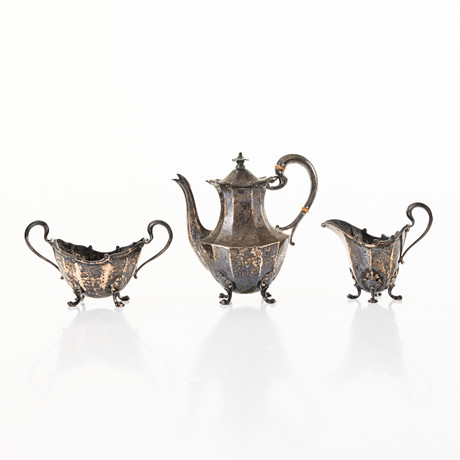 COFFEE SET, 3 dlr, silver, Asprey, London early and first half of the ...