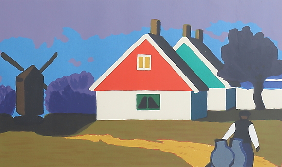 LARS NORRMAN. Rural motif. Color lithograph, signed and numbered 71/360 ...