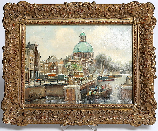 ANTON RUTGERS (1898-1954). Port motif, oil on canvas, Netherlands ...