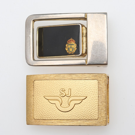 BÄLTESSPÄNNEN, 2 st, SJ & polis, Sporrong AB, 1900-talets andra hälft ...