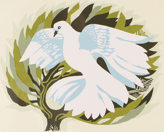 JERRY ROUPE. "Duva", färglitografi, signerad. Konst - Grafik - Auctionet