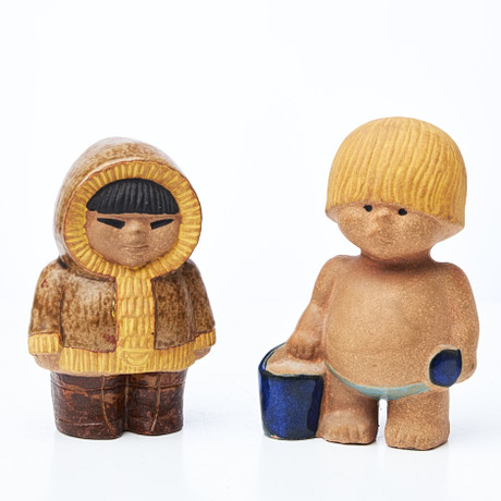 LISA LARSON. FIGURES, 2 pcs, Eskimo from "Världens Barn" and boy with ...