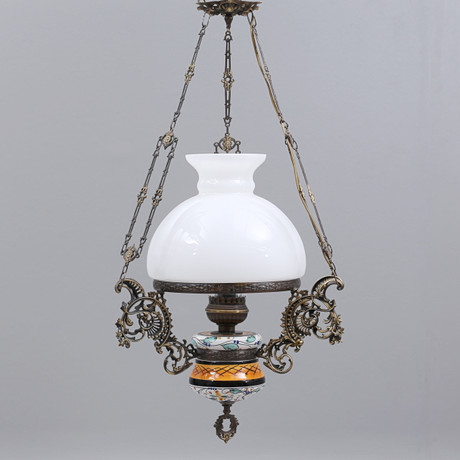 TAKLAMPA , metall/glas/porslin, 1900-talets andra hälft. Belysning ...