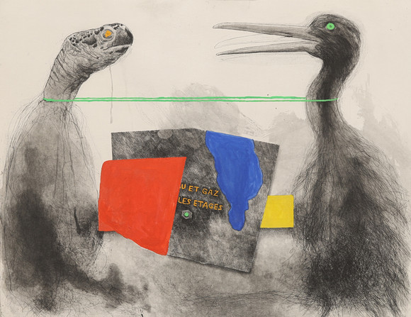 PER GUNNAR THELANDER. Turtle and bird, colored etching. Not numbered ...